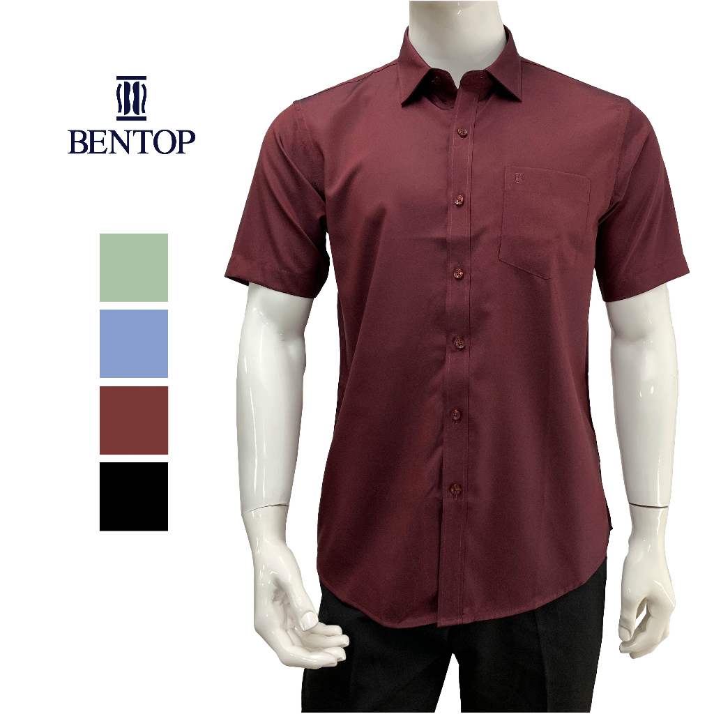 BENTOP Slim Fit Premium Oxford Fabric Short Sleeve Plain | Shopee Malaysia