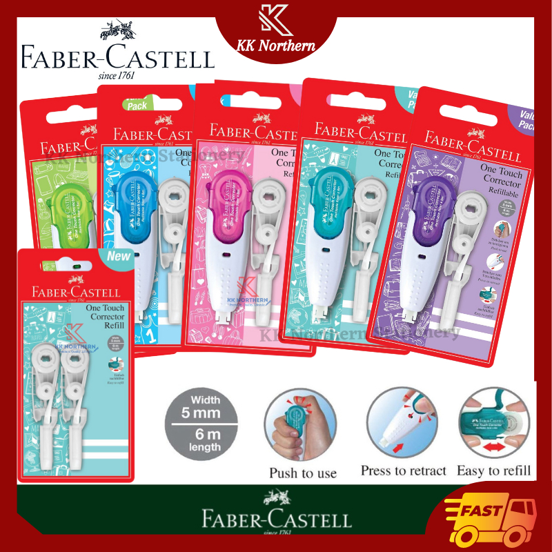 Faber-Castell One Touch Correction Tape Refillable+Refill (Value Pack ...