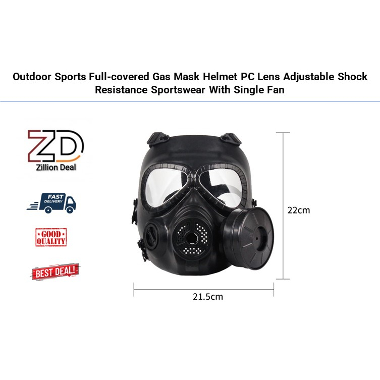 Outdoor Sports Full-covered Gas Mask Helmet PC Lens Adjustable Shock ...