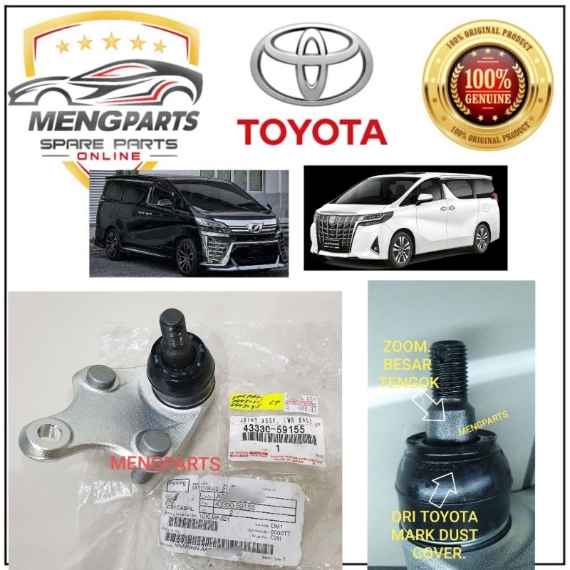 ORIGINAL TOYOTA ALPHARD/VELLFIRE AGH30 2.5 , GGH30 3.5 LOWER ARM BALL ...