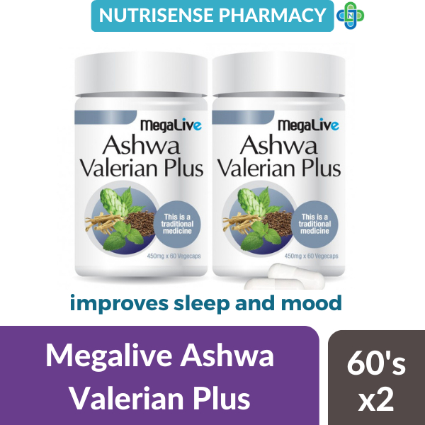 MEGALIVE ASHWA VALERIAN PLUS (2X60'S) (Stress and Improve Sleep ...