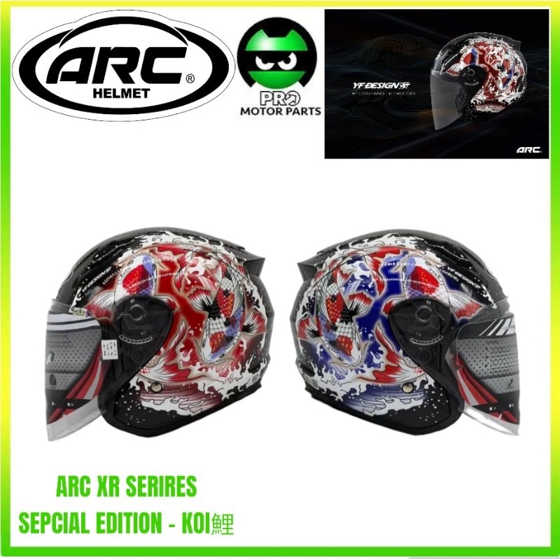 ARC ALL NEW DESGIN ARC XR KOI 鯉 Japanese style OPEN FACE HELMET Wafū ...