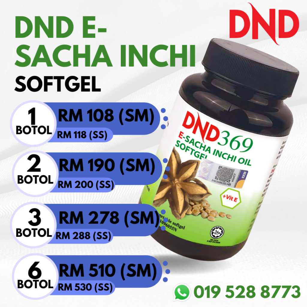 DND 369 E-SACHA INCHI OIL SOFTGEL (2 BOTOL /60 BIJI/BOTOL) | Shopee ...