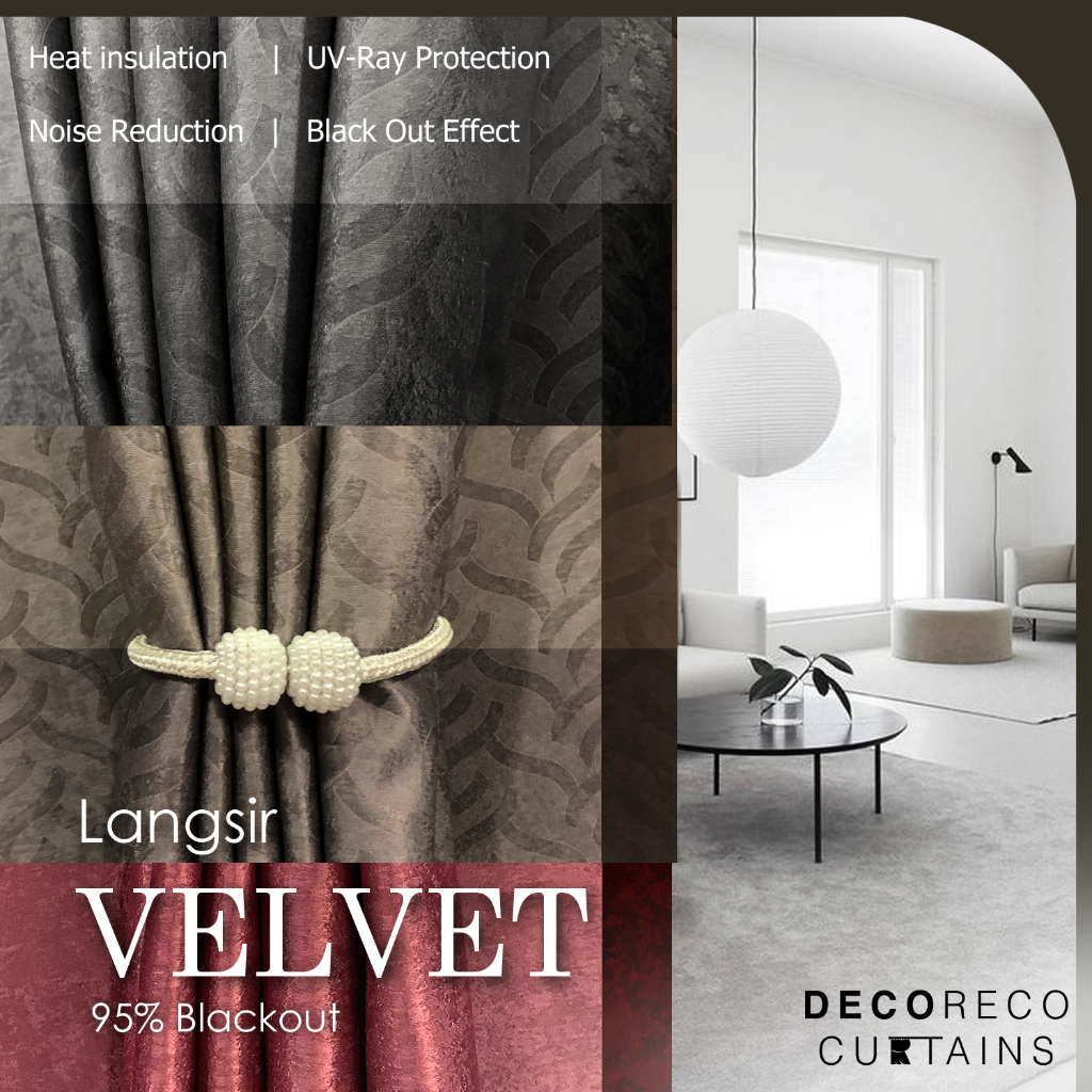 Langsir Europe Velvet 80% Blackout 3D Amboss Texture Seaweed Baldu ...