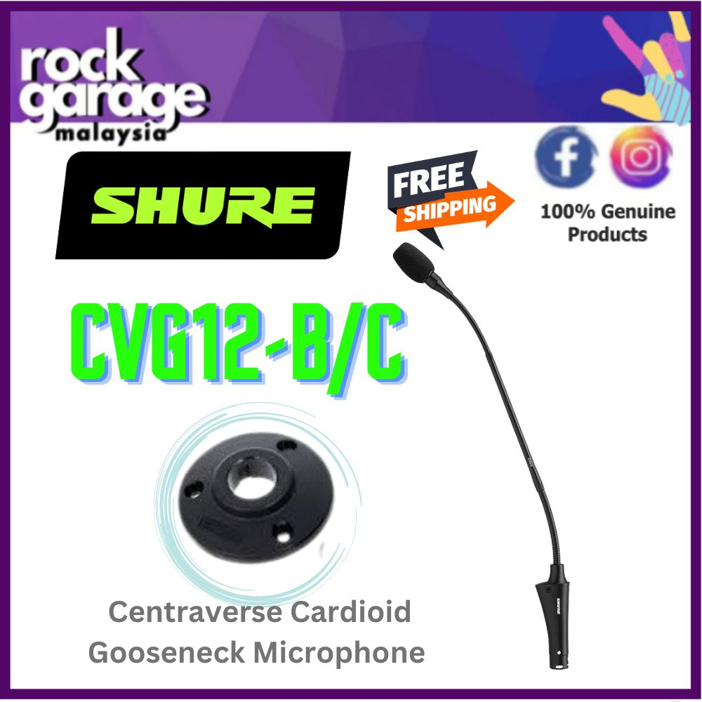 Shure CVG12-B/C Centraverse Cardioid Gooseneck Microphone ( CVG12BC ...