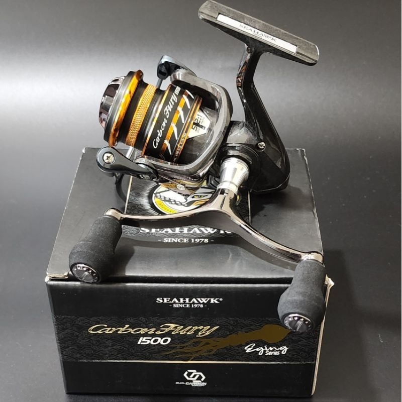 SEAHAWK CARBON FURY 1500 DOUBLE HANDLE EGING FISHING REEL | Shopee Malaysia