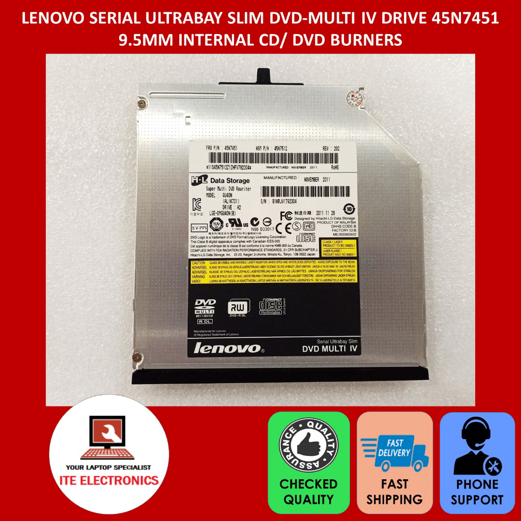 LENOVO SERIAL ULTRABAY SLIM DVD-MULTI IV DRIVE 45N7451 9.5MM INTERNAL ...