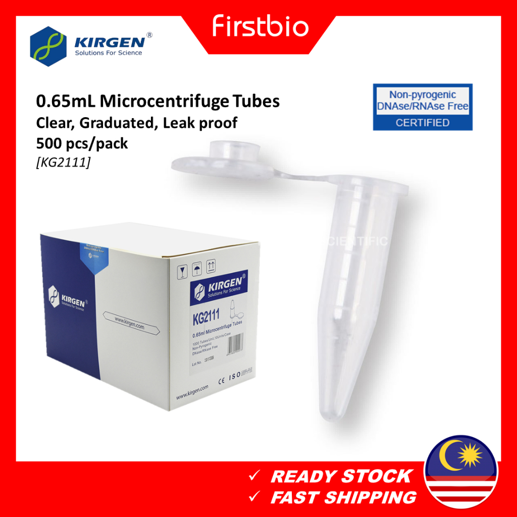 KIRGEN 0.65ml Microcentrifuge Tubes Clear Microtubes Centrifuge Tubes ...
