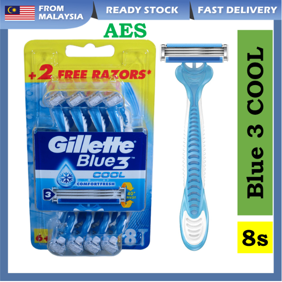 Gillette Blue 3 Cool Disposable Razor 8pcs | Shopee Malaysia