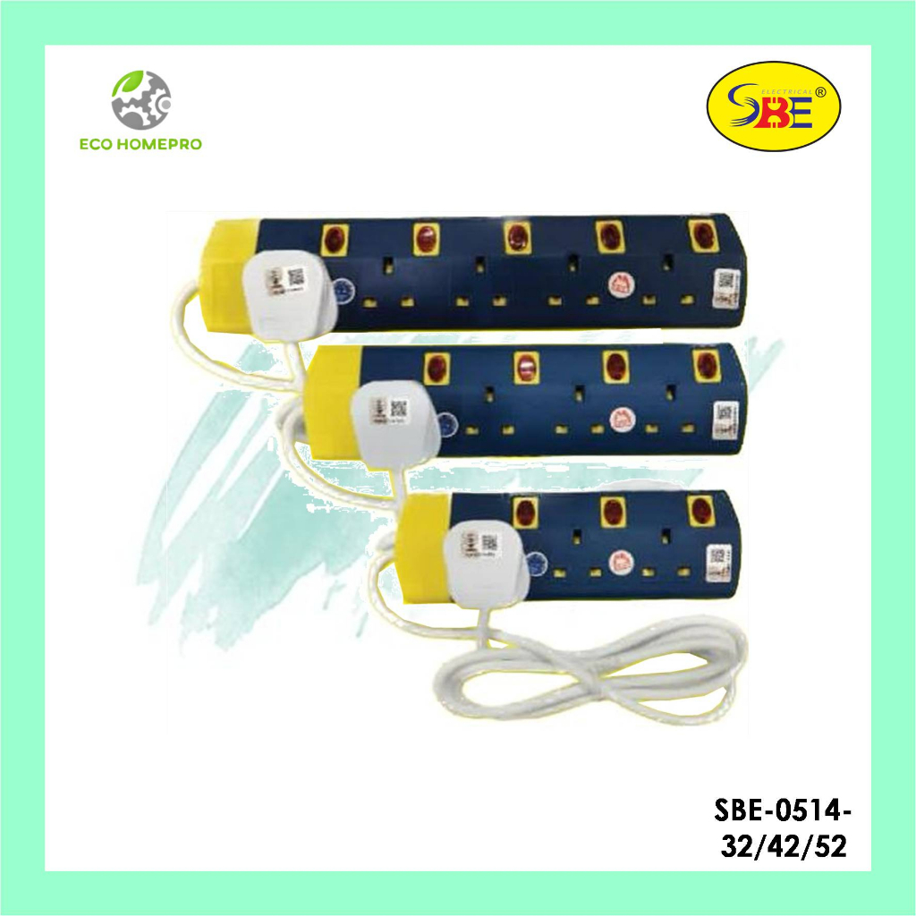 SBE 3/4/5Gang 1500W Extension With Sirim 0514-32 (2M) | Shopee Malaysia