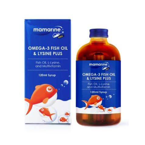 Mamarine Kid’s Omega-3 Fish Oil & Lysine Plus Syrup 120ml Exp: 10/2026 ...