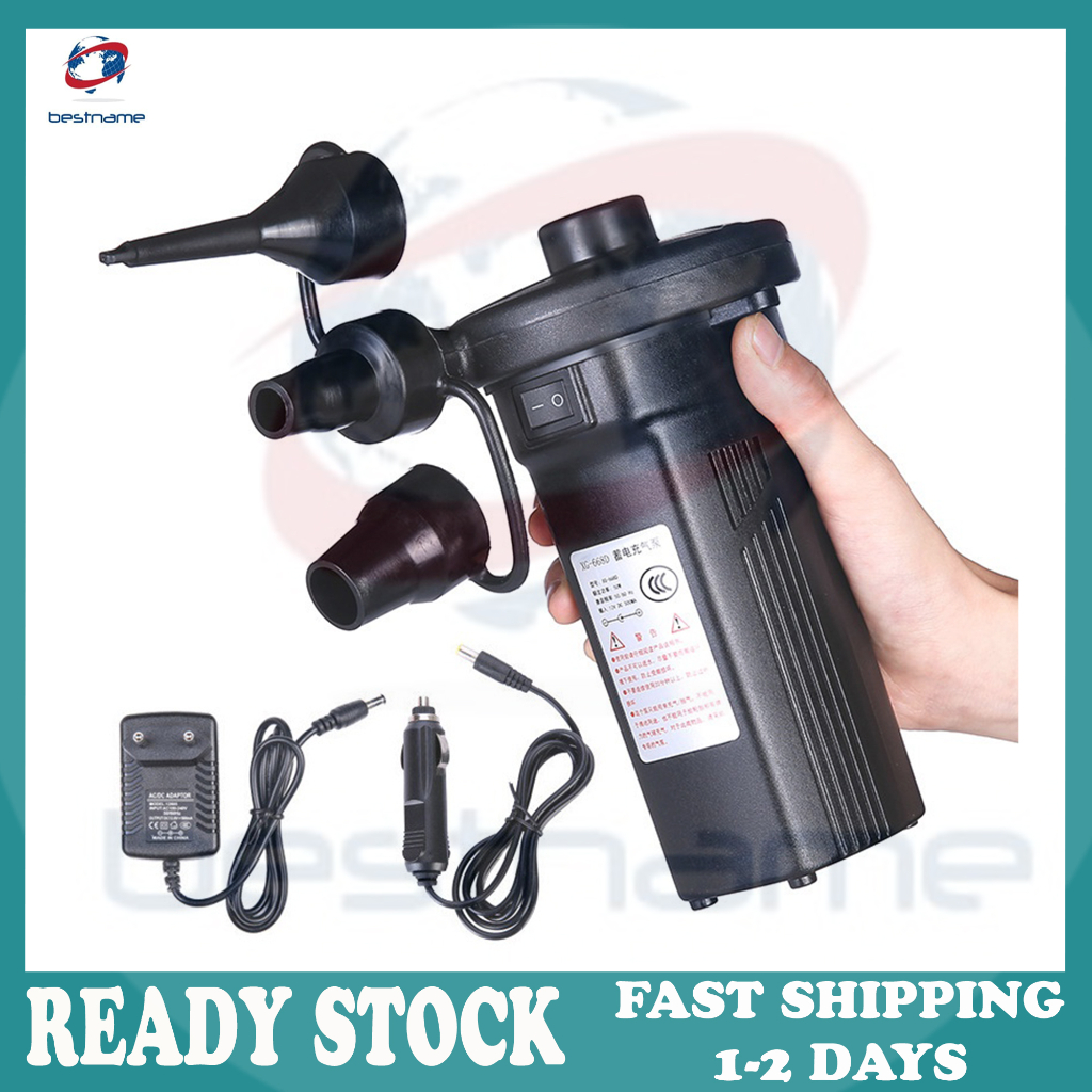 Portable Rechargeable Electric Air Inflation Inflate Deflate Pump with 3 Nozzle Pam Angin tilam ...