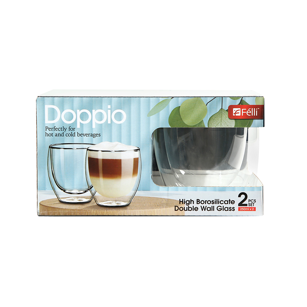 Felli Doppio High Borosilicate Double Wall Glass 250ml Set 2pcs ...