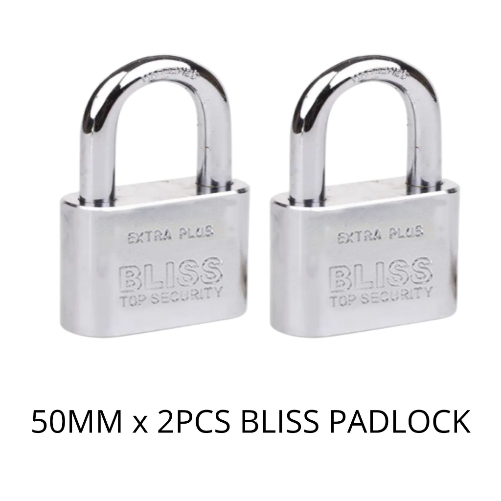 BLISS Chrome Padlock Long Shackle Heavy Duty Diamond Pad Lock Anti Rust ...