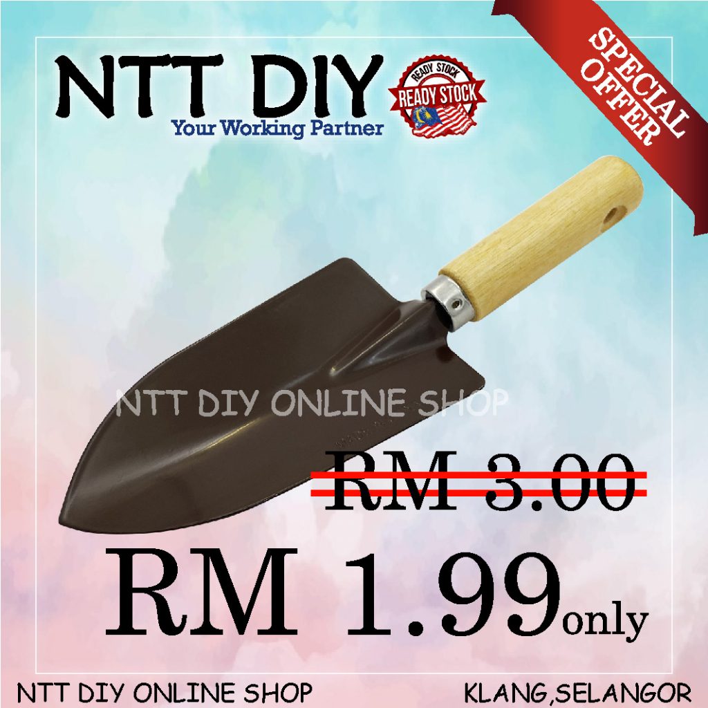 NTT DIY Garden Spade Shovel Mini Metal Handle Gardening Tool Scoop ...