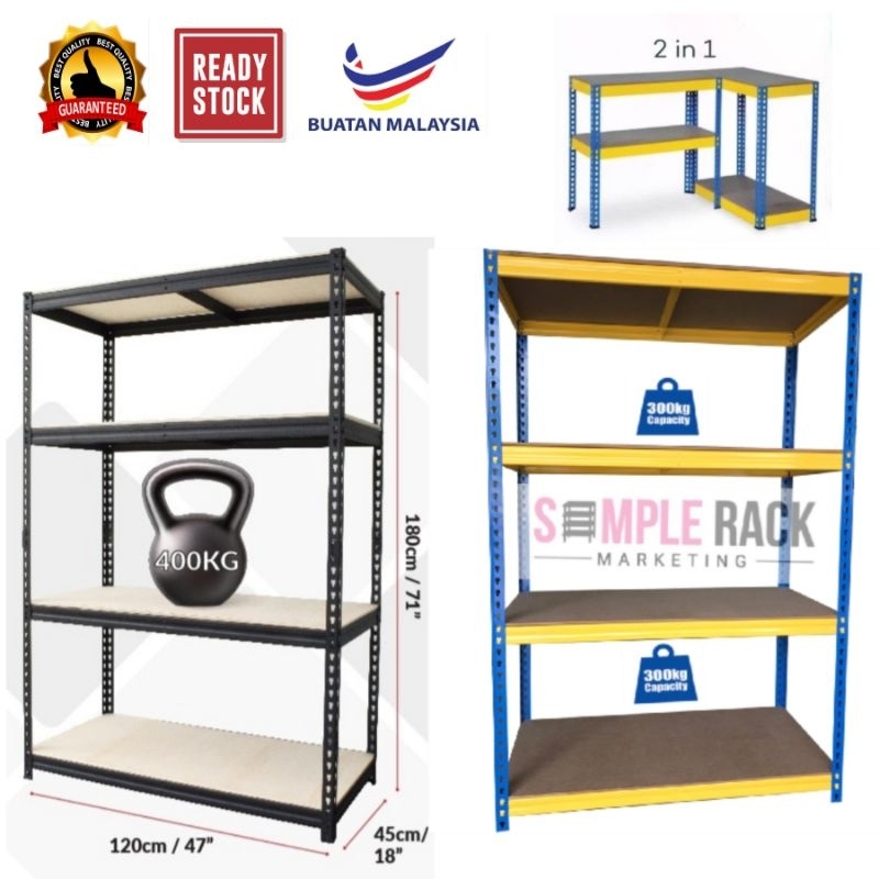 🆕2IN1 Heavy Duty Rack Storage Rack Shelf Boltless Rack Rak Stor Rak ...