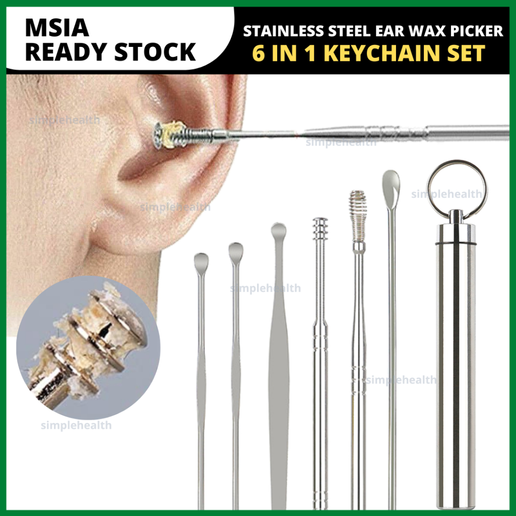 Stainless Steel Earpick Set Ear Wax Cleaning Tool Digger Alat Korek ...