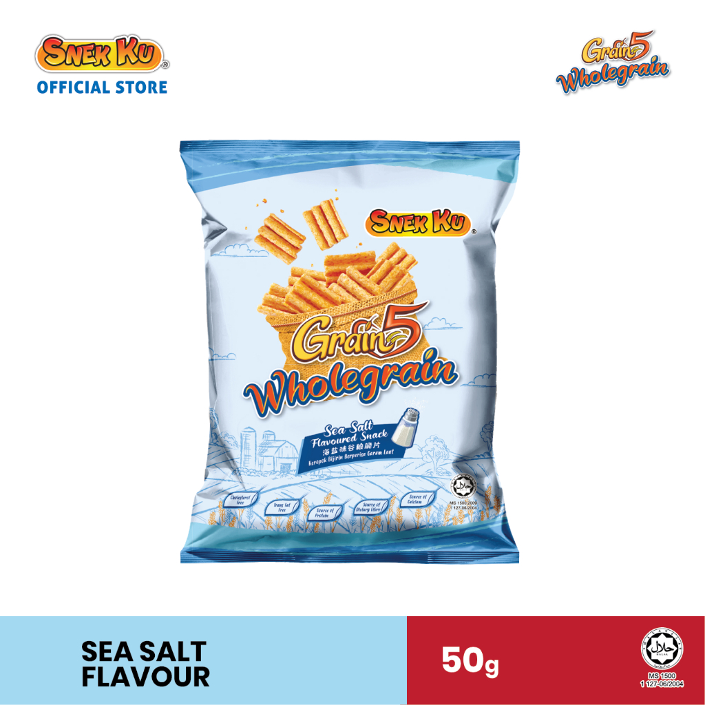 Snek Ku Grain5 Wholegrain Sea Salt Flavoured Snacks (50g) [EXP: AUG ...