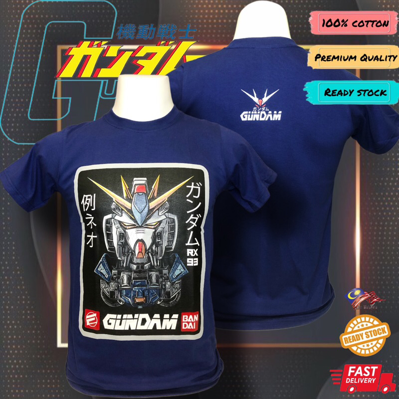 Gundam Baju Tshirt Japanese anime 100% Cotton Baju Lelaki Round neck ...