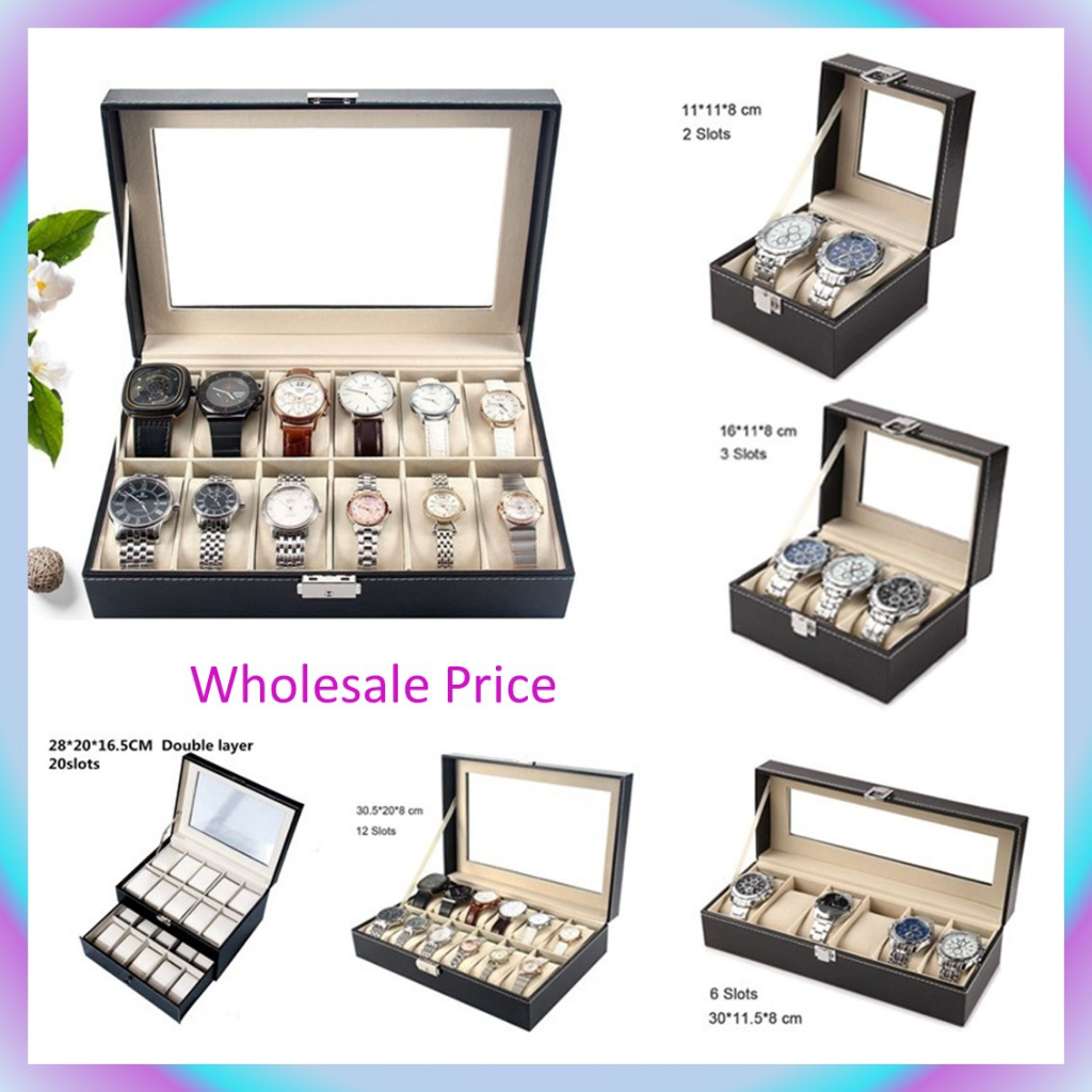 Watch Box Wrist Watches Storage Box Display Storage Organizer Leather ...