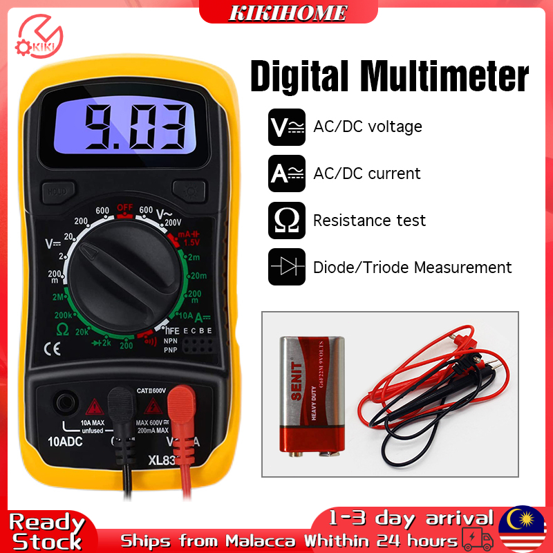 KIKI NEW Digital Multimeter XL830L LCD Volt Meter Ammeter Ohms Tester ...
