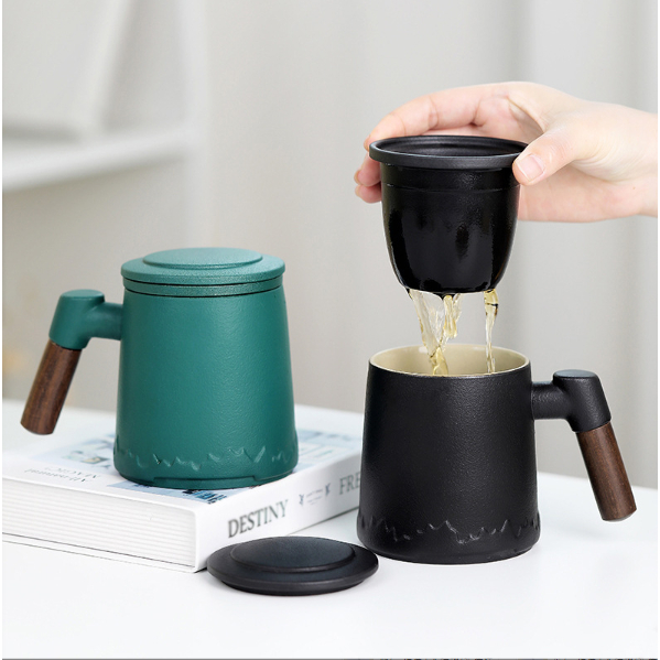 Taii Office Cup Tea Cup Ceramic Tea Water Separator Cup Cup with Lid ...