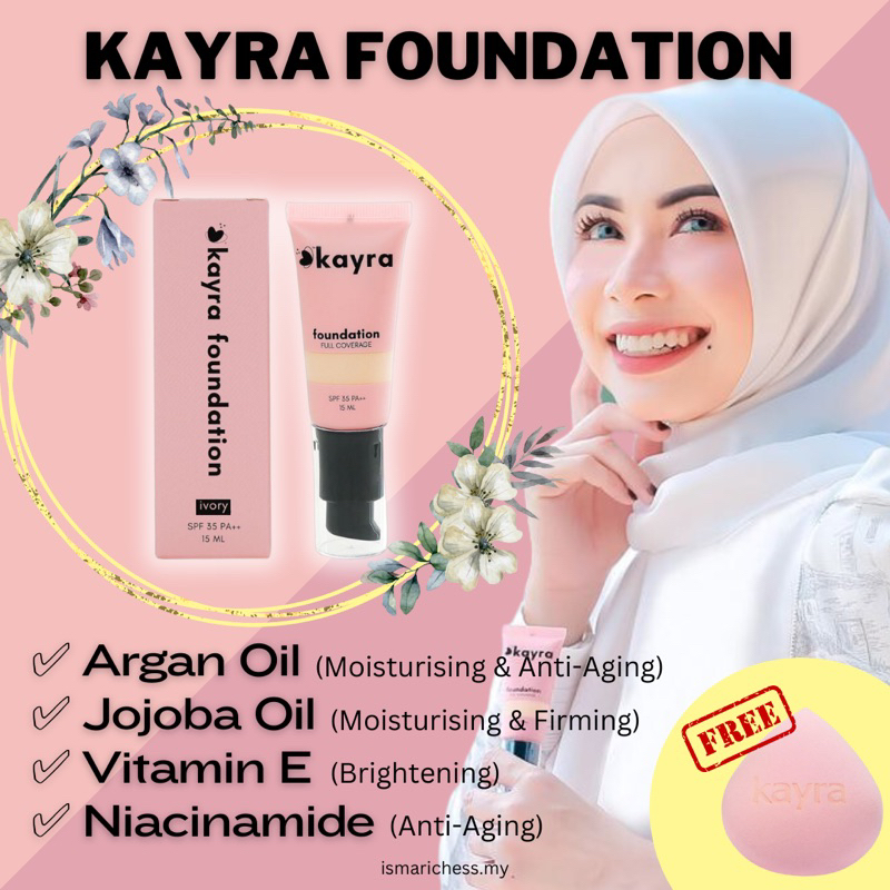 🔥READY STOCK🔥 Foundation Kayra Full Coverage Free Kayra Sponge ...