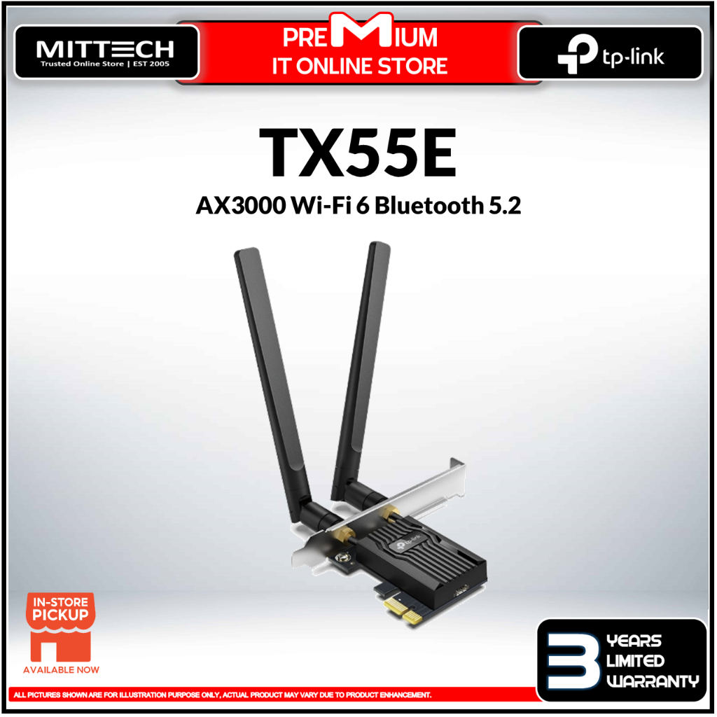 Tp-Link Archer TX55E AX3000 Wi-Fi 6 Bluetooth 5.2 PCIe Adapter | Shopee ...