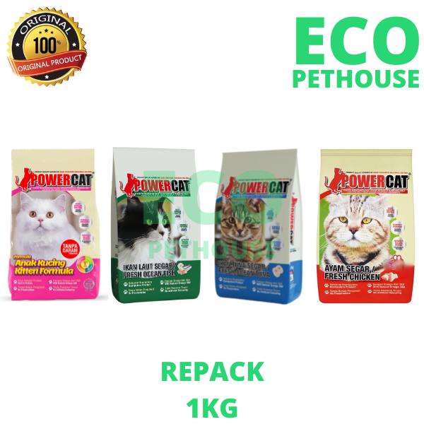 POWERCAT Ocean Tuna / Ocean Fish / Kitten Repack 1KG Dry Cat Food ...