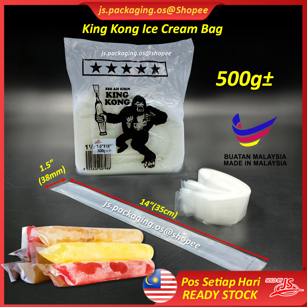 Plastik Aiskrim Malaysia 🇲🇾 / King Kong Ice cream Plastic Bag / long ...