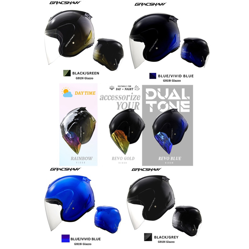 Gracshaw G919i Glazzo Dualtone Helmet New Launching Feb 2023 Two Tone ...