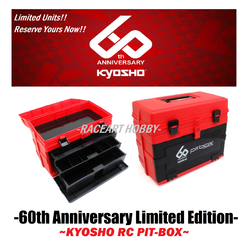 LIMITED 60TH ANIVERSARY 2024 RED & KYOSHO RC PIT BOX FOR RC TOOL & PARTS WITH HEAVYDUTY DRAWER ...