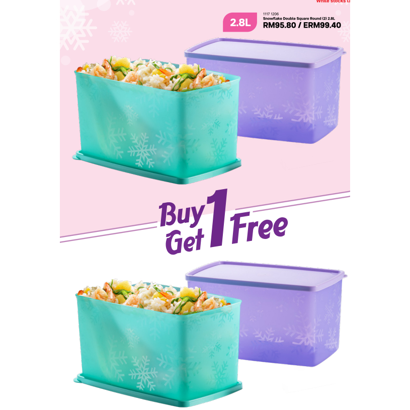 🔥BUY 1 FREE 1🔥 Tupperware Snowflake Square Round Set 2.8L | Shopee Malaysia