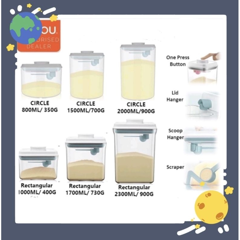 Ankou AS Airtight Milk Container - Rectangle/Rectangle Scraper/Circle ...