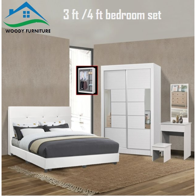 3ft / 4ft bedroom set with bedframe | Shopee Malaysia