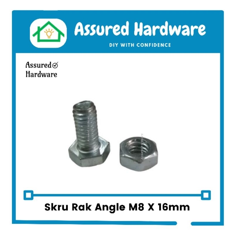 Skru Rak Angle / Screw Bolt & Nut For Slotted Angle Iron - M8 X 16mm ...