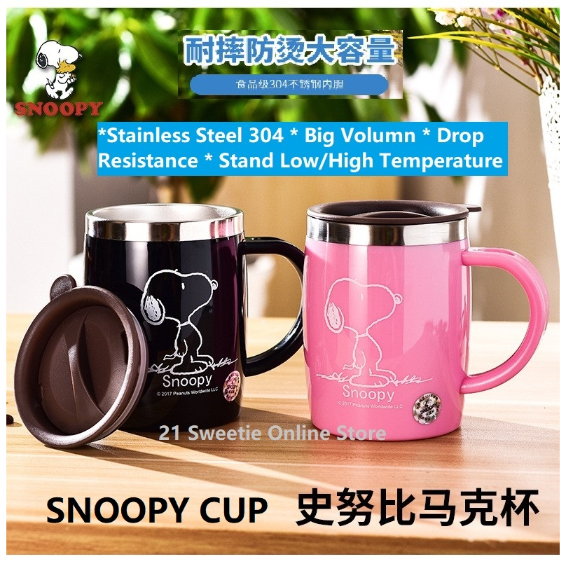 Original Snoopy 304 Stainless Steel Cup Drinkware Teacup Mug Ribbon ...