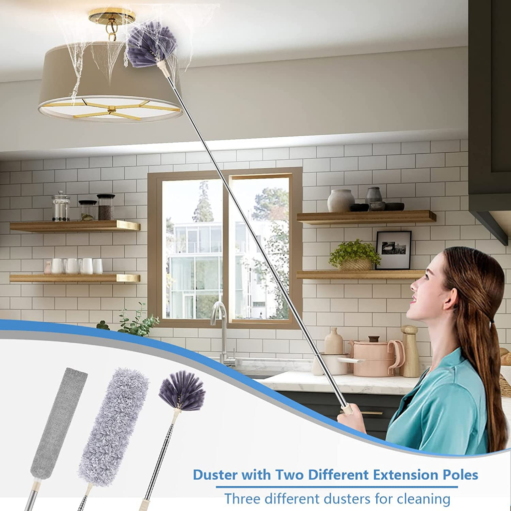 Telescopic Rod Feather Duster Microfiber Duster Telescopic Pole Dust ...