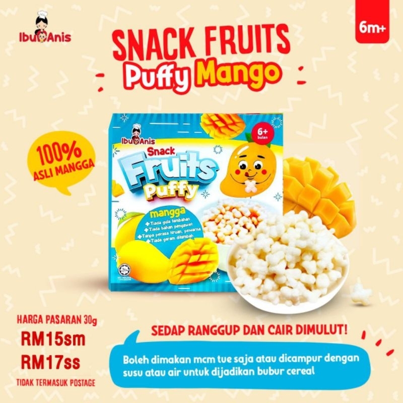 Ibu Anis STICK Rice Puff 3x10g HALAL Baby Snack Finger Food Snek Fruits ...