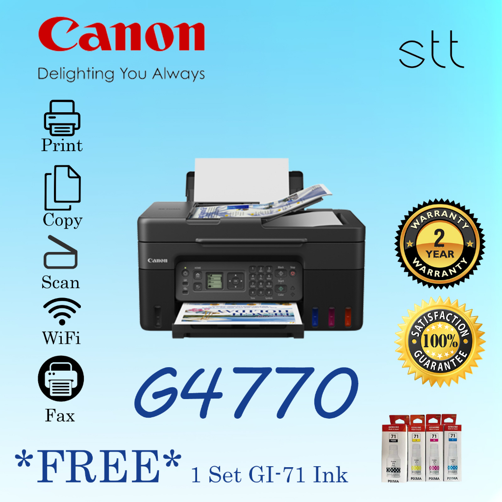 Canon PIXMA G4770 Compact Ink Tank All-in-One (Print, Scan, Copy, Fax ...