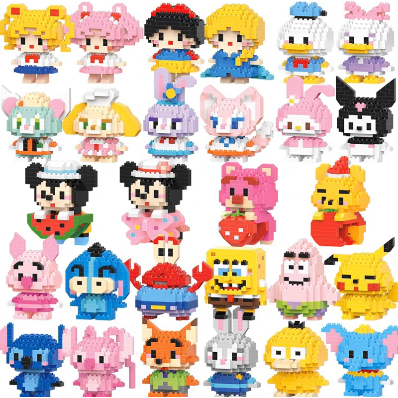 (WITH BOX)Nano blocks Cartoon Sanrio Pika Pokemon Minecraft Minifigures ...