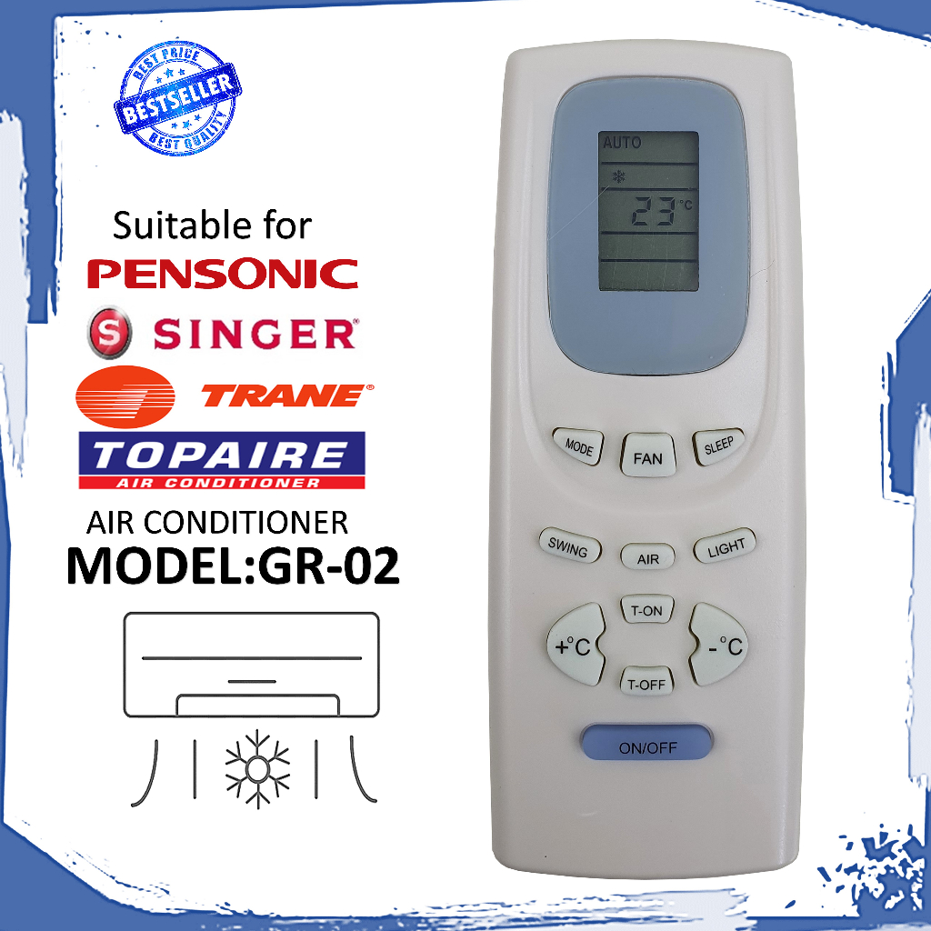 BEST QUALITY PENSONIC/TOPAIRE/SINGER/TRANE Aircond Remote Control MODEL ...