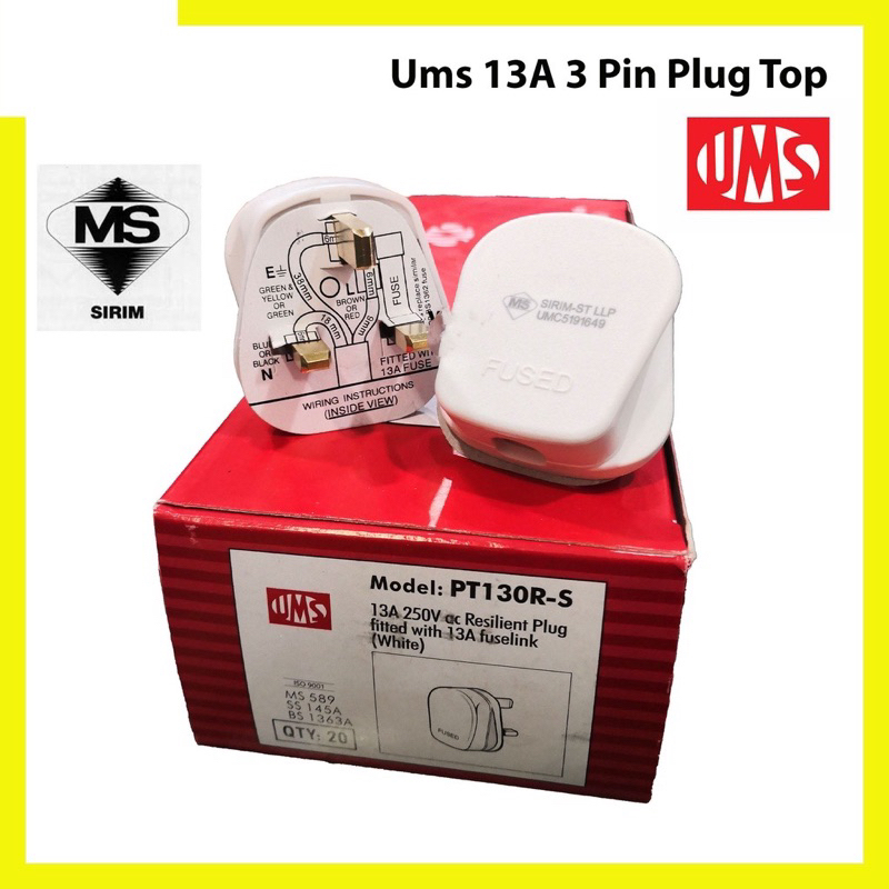 UMS 13A 3Pin Plug Top (SIRIM) UK Design Safety Kepala Plug SIRIM ...