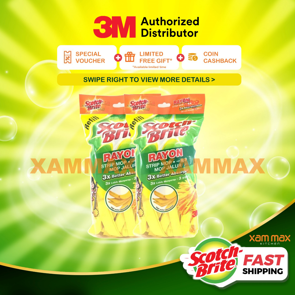 3M Scotch Brite - TWIN PACK - 3M Rayon Refill Strip Mop Refill Pack ...