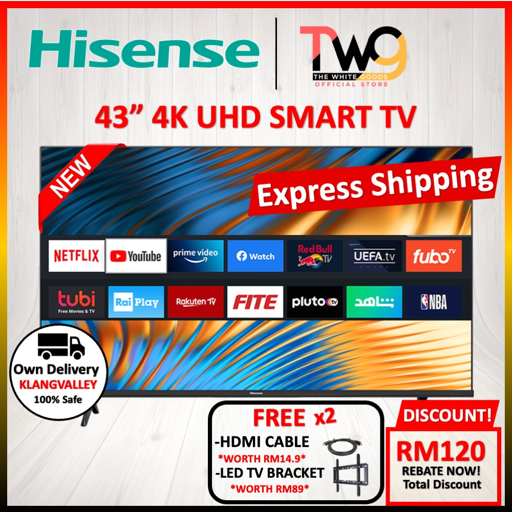 [FREE SHIPPING + 2 GIFT] Hisense 43" 50" 55" 58" 65" 4K Smart HDR 10 ...
