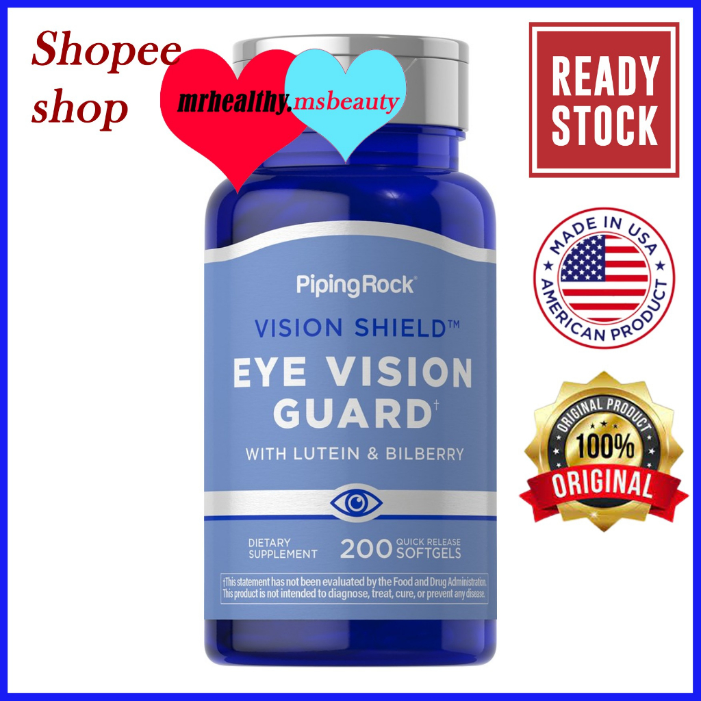 PipingRock Lutein Bilberry Eye Vision Guard + Zeaxanthin, 200 Quick ...