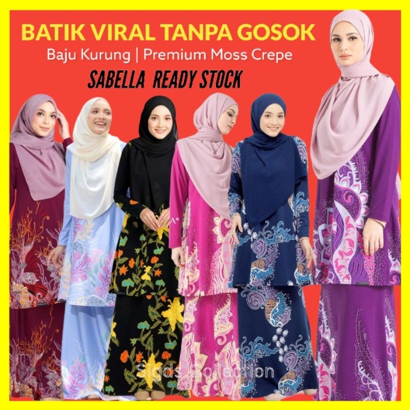 Baju kurung Batik tanpa gosok sabella (READY STOCK) Baju kurung tak payah gosok | Shopee Malaysia