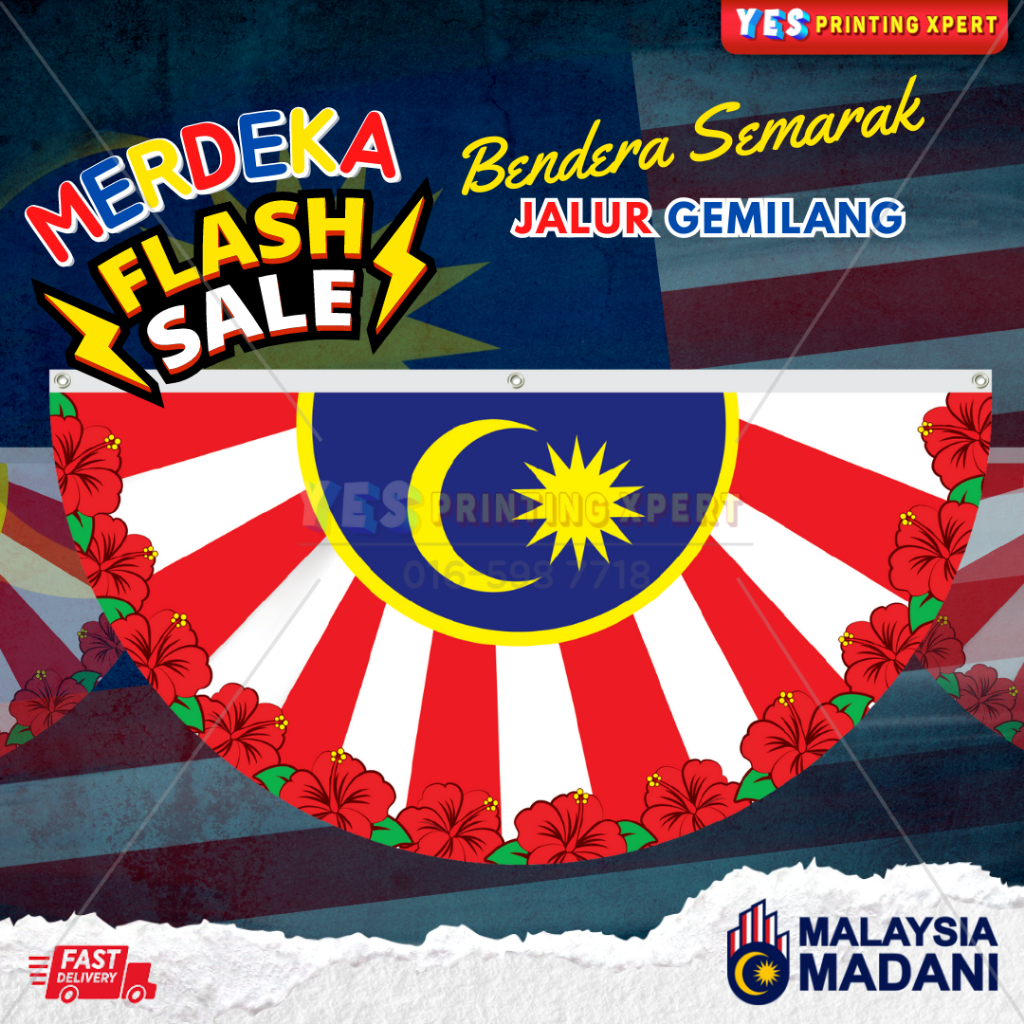 [READY STOCK] Bendera Semarak Bendera MALAYSIA Banner Separuh Bulat ...