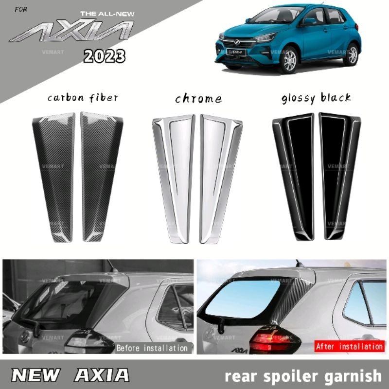 Vemart Perodua axia new 2023 carbon fiber rear spoiler side garnish ...