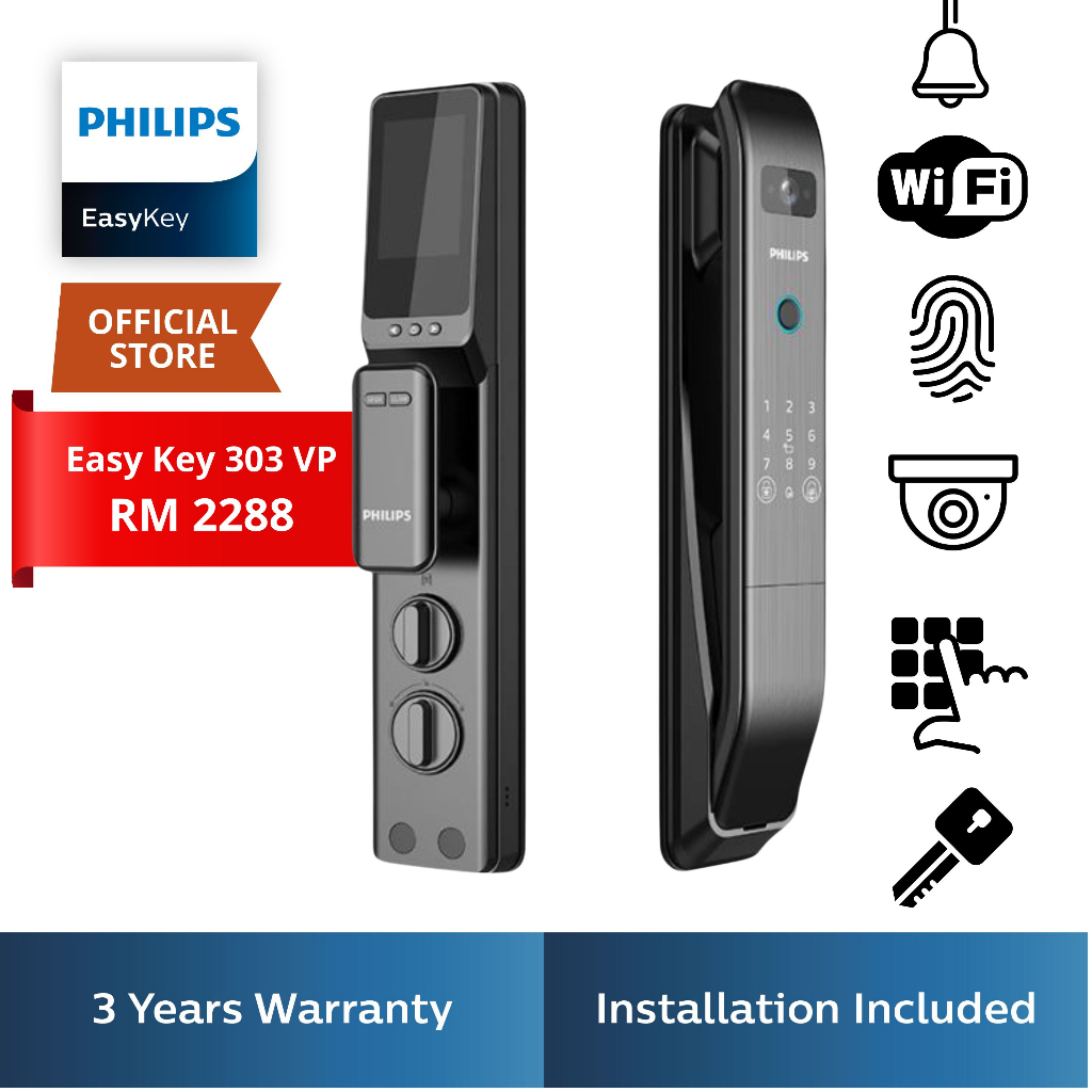 Philips Digital Lock Easy Key 303 VP (Metal Security Door Only ...